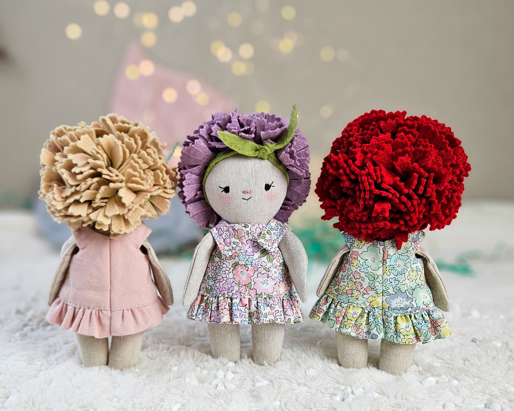 Mini Flower Carnation Doll - PDF sewing pattern and tutorial – Petras ...