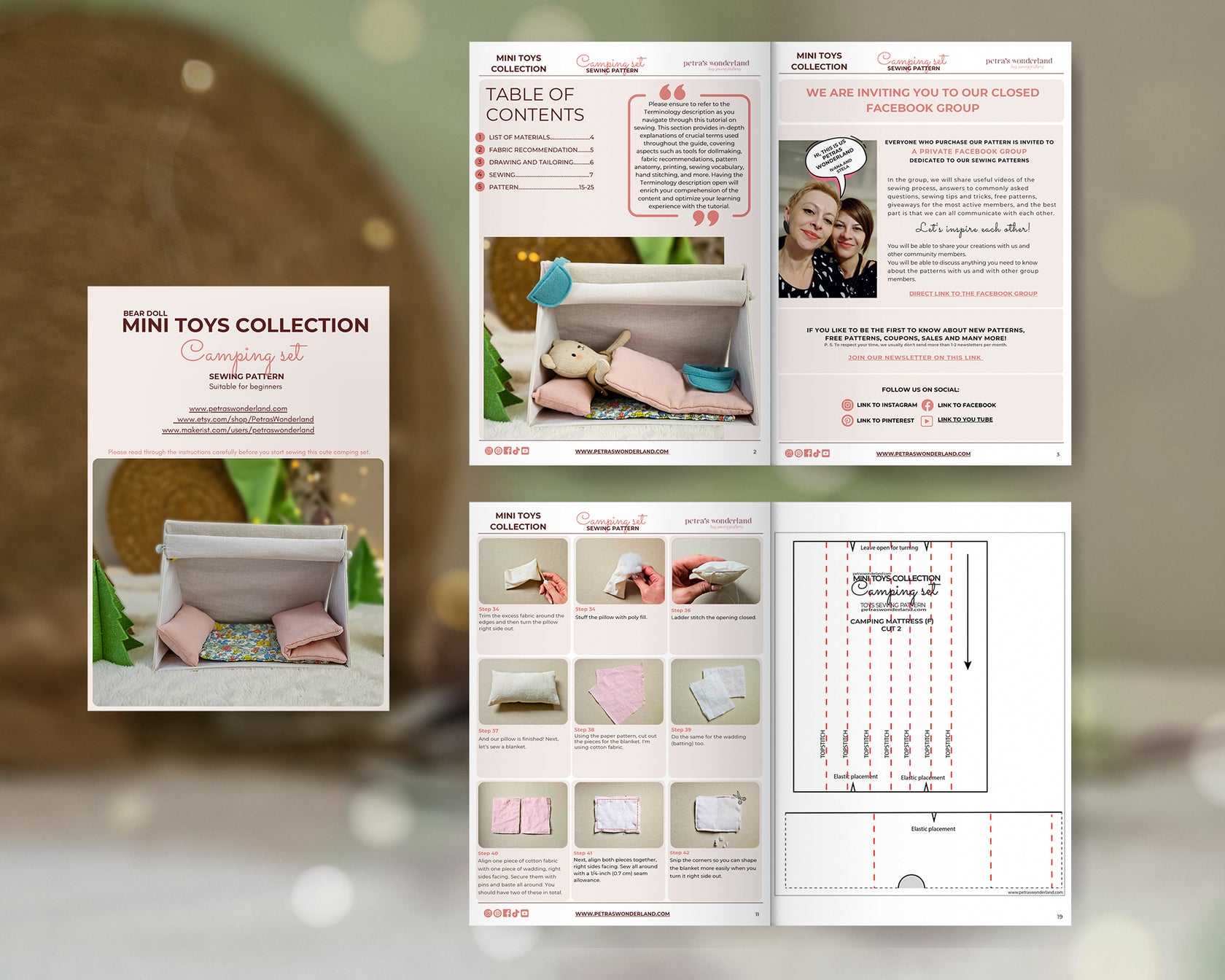 Mini doll Camping set - PDF sewing pattern and tutorial – Petras Wonderland