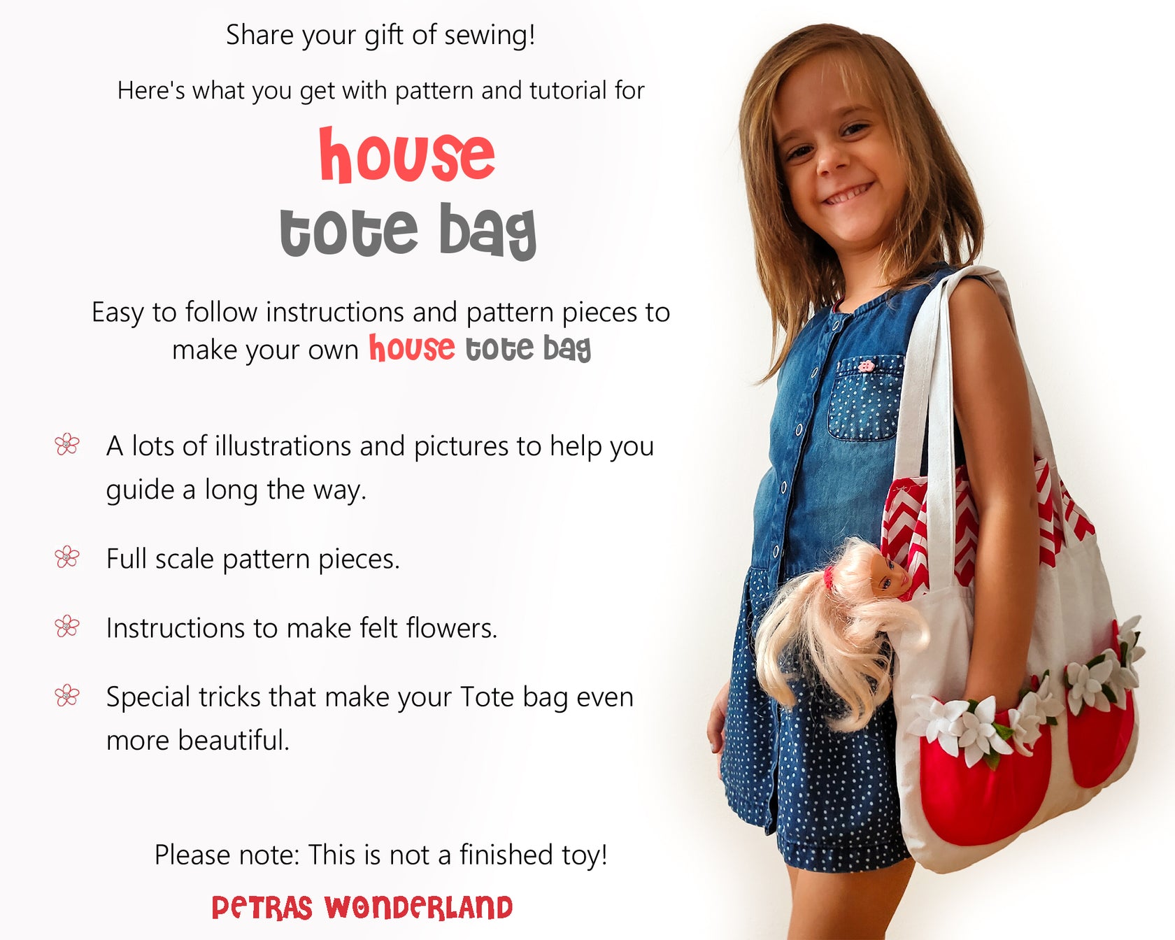 House Tote Bag - PDF sewing pattern and tutorial – Petras Wonderland